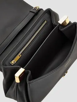 FERRAGAMO New Line Leather Shoulder Bag - Nero