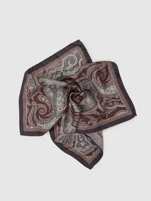 REISS Cassianochocolate Lucca Silk Hybrid Print Pocket Square