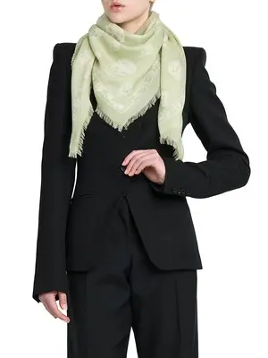 Alexander McQueen Skull Wool Scarf Oyster Ivory