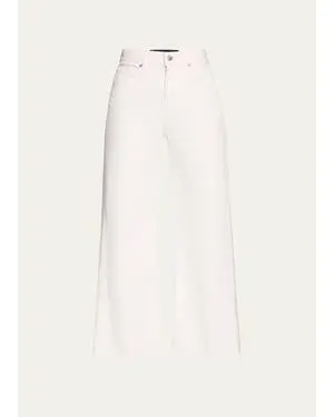 Veronica Beard Taylor Cropped Wide Leg Jeans - White