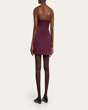 Marc Jacobs Satin Bow Mini Dress - Dark Plum