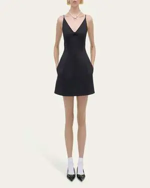 Marc Jacobs Satin Bow Mini Dress - Dark Plum