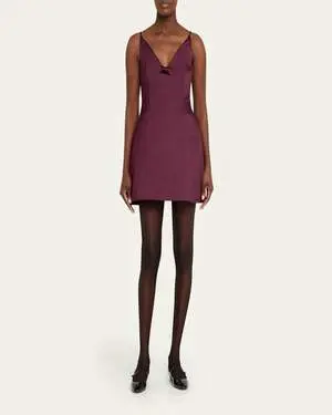 Marc Jacobs Satin Bow Mini Dress - Dark Plum