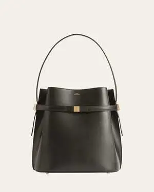 TOTEME Belted Napa Leather Bucket Bag - Bark