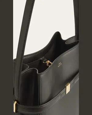 TOTEME Belted Napa Leather Bucket Bag - Bark