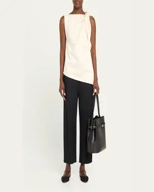 TOTEME Belted Napa Leather Bucket Bag - Bark
