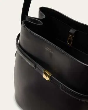 TOTEME Belted Napa Leather Bucket Bag Black 001