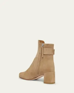 ROGER VIVIER Tres Vivier Buckle Ankle Booties - Brown