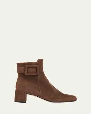 ROGER VIVIER Tres Vivier Buckle Ankle Booties - Noce