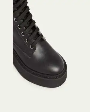 ROGER VIVIER Viv Rangers Leather Combat Boots
