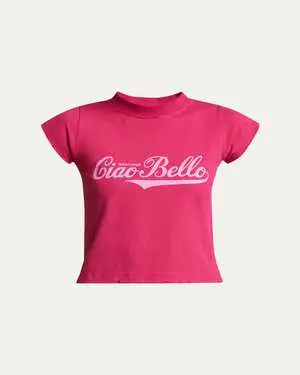 Balenciaga Balenciaga Logo Distressed Shrunk T-Shirt - Magenta
