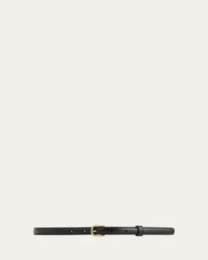 TOTEME Buckle Skinny Leather Belt - Black