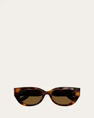 Gucci Beveled Cat-eye Sunglasses - Havana