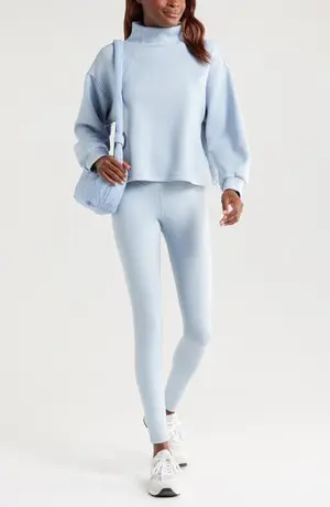 Zella Soft Scuba Knit Funnel Neck Modal Blend Top