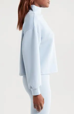Zella Soft Scuba Knit Funnel Neck Modal Blend Top
