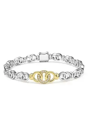 Lagos Signature Caviar Interlocking Diamond Link Bracelet - Two-tone