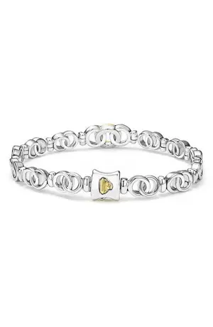 Lagos Signature Caviar Interlocking Diamond Link Bracelet - Two-tone