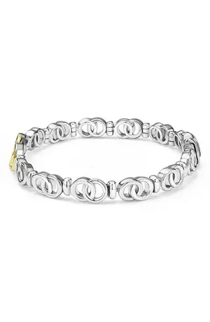 Lagos Signature Caviar Interlocking Diamond Link Bracelet - Two-tone