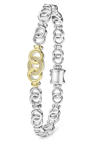 Lagos Signature Caviar Interlocking Diamond Link Bracelet - Two-tone