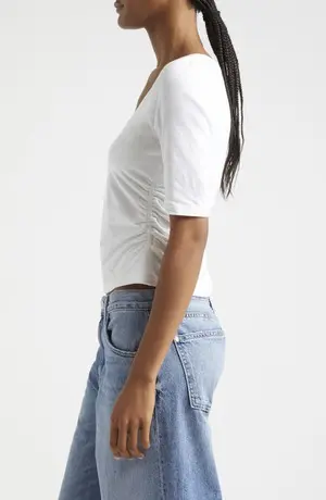 ATM Anthony Thomas Melillo Ruched Stretch Pima Cotton Top
