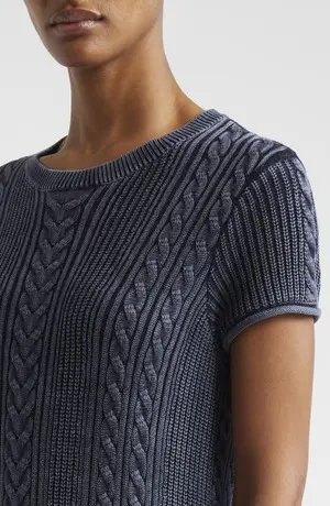 ATM Anthony Thomas Melillo Stonewash Cable Cotton Sweater Dress