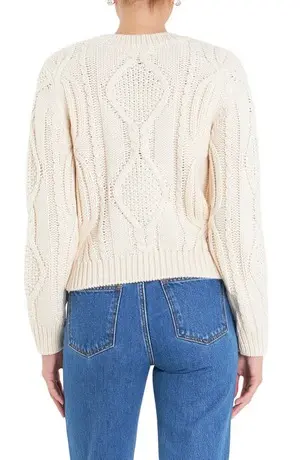 English Factory Embroidered Cable Stitch Sweater