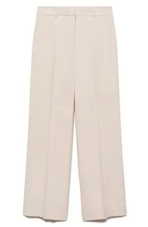 Mango Creased Wide Leg Trousers - Ecru
