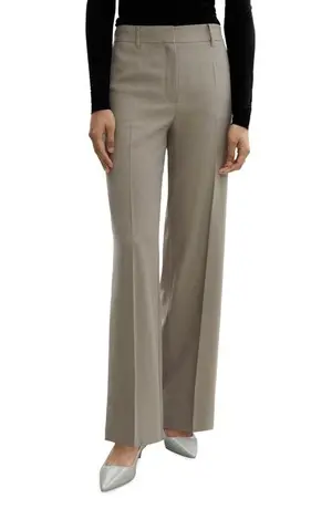 Mango MANGO Creased Wide Leg Trousers Grey