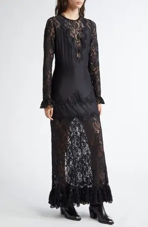 Rabanne Floral Lace Long Sleeve Maxi Dress