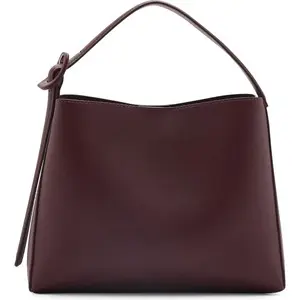 Mango Faux Leather Shopper Tote - Burgundy