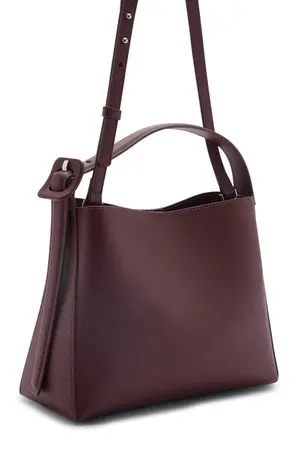Mango Faux Leather Shopper Tote - Burgundy