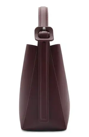Mango Faux Leather Shopper Tote - Burgundy