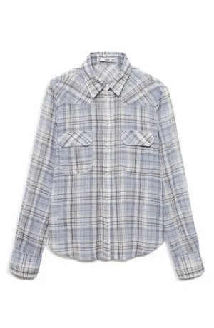 Mango Plaid Gauzy Button-up Shirt - Blue