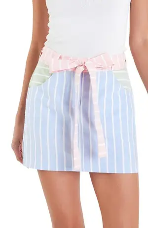 English Factory Colorblock Striped Cotton-blend Skort