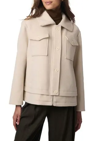 Bernardo Chest Pocket Coat - Putty