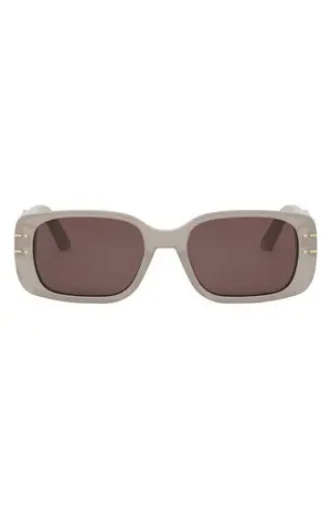 Dior DIOR Signature S12I Rectangular Sunglasses Shiny Beige/brown
