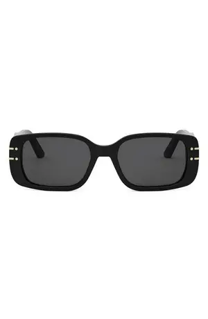 Dior Signature S12i Rectangular Sunglasses - Shiny Black / Smoke