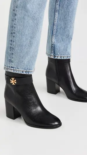Tory Burch T Lock Heeled Ankle Boots - Perfect Black