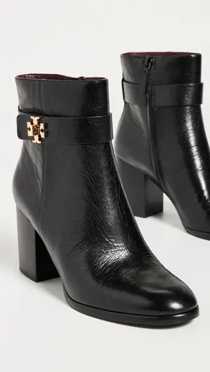 Tory Burch T Lock Heeled Ankle Boots - Perfect Black