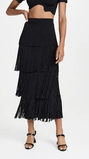 SIMONMILLER Za Za Knit Fringe Skirt - Black
