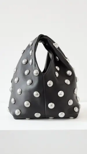A.L.C. Simone Studded Lambskin Bag - Black/silver