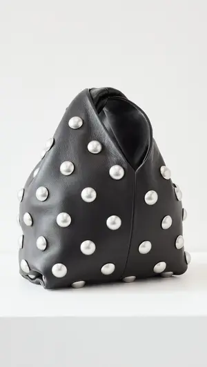 A.L.C. Simone Studded Lambskin Bag - Black/silver