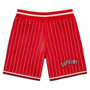 Supreme Rhinestone Stripe Basketball Shorts - Red