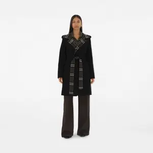 Burberry Mid-length Reversible Wool Car Coat - Black
