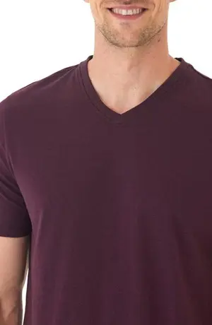 THREADS 4 THOUGHT V-neck Slub T-shirt - Ultra Maroon