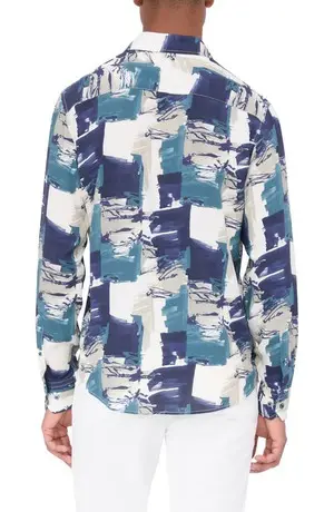 Bugatchi Julian Paisley Ecovero™ Viscose Button-up Shirt - Navy Multi