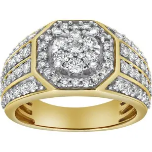 LUVMYJEWELRY Hex Rose Diamond Ring - 14k Yellow Gold