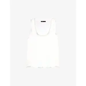 Maje Round-neck Stretch-silk Top - Blanc