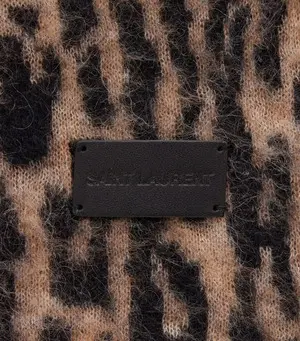 Saint Laurent Mohair-wool Leopard Scarf - Nude