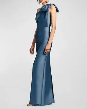 SACHIN BABI Sachin & Babi Bonne One-Shoulder Column Gown Blue